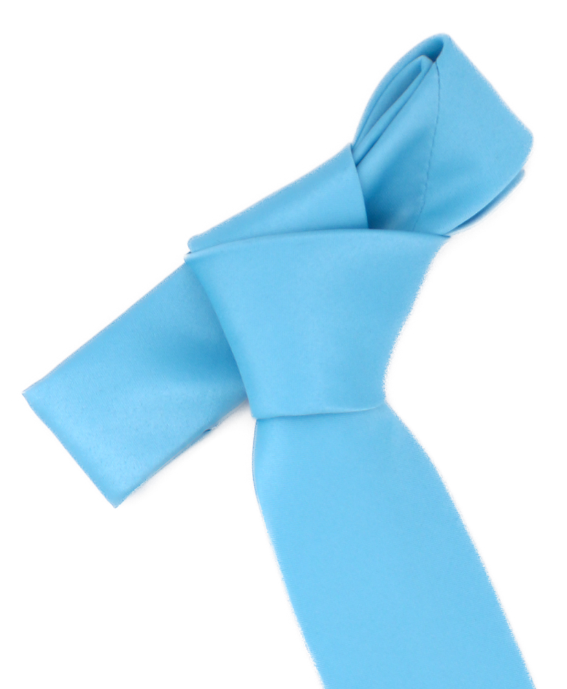 Azur blue plain tie - Satin colors - HOW TO Accessories for men